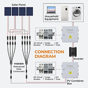 Pjerjzn Solar Panel Connector 4 to 1 Solar Y Branch Solar Panel Splitter 30A 4mm² Solar Panel Parallel Connectors Solar Adapter Cable Plug Pair for Solar System Solar Panel (4 to 1 1 Pair)