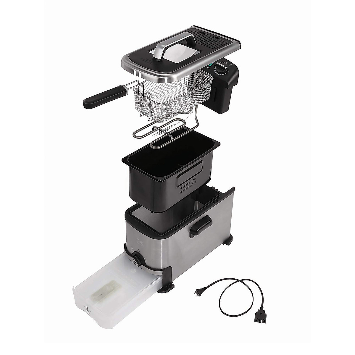 Kalorik 3.2 Quart Deep Fryer with Oil Filtration, Stainless Steel (FT 43721 BK)