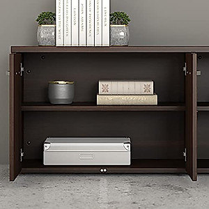 Bush Business Furniture Studio C Low Storage Cabinet with Doors and Shelves, Black Walnut