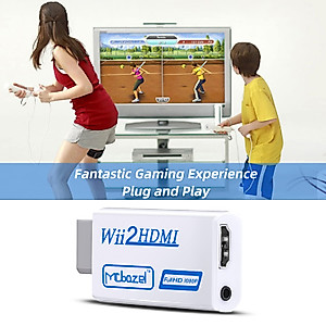 Mcbazel Wii to HDMI 1080p 720p Connector Output Video & 3.5mm Audio Supports All Wii Display Modes NTSC 480i 480p, PAL 576i