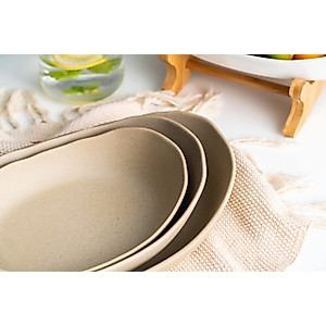 XUDREZ 3 Tier Fruit Basket for Kitchen Counter, 11"*8.6"*13" Ceramic Fruit Bowl for Kitchen Counter, Large Capacity Fruit Bowl Set with Holder, Bamboo Fruit Serving Tray (Porcelain)