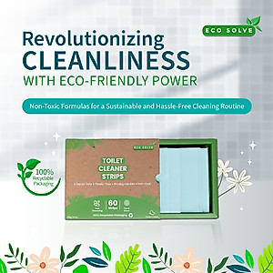 Natural Toilet Bowl Cleaner Strips, Eco-friendly, Non-toxic, Septic Safe, Removes Odors & Stains, Plastic-free, Natural Toilet Bowl Cleaner for Quick and Easy Cleaning, Toilet Fresheners (60 count)