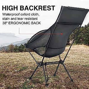WTVIDAS Folding Camping Chair, High-Back Ultralight Aluminum Camp Chair with Removable Pillow,Oversize Backpacking Chair for Festivals Fishing Picnic and Hiking,Breathable Outdoor Camp Chair
