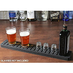 Polar Whale Bar Mat Durable Black Foam Modern Drip Spill Tray for Bar Home Kitchen Club Party Serving Rack Cocktail Professional Drink Mixing Bartender Service Non-Slip Non-Scratch 24 x 4.25 Inches