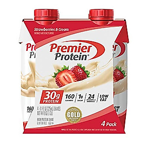 Premier Protein 30g Shakes Strawberries Cream 11 Fluid Ounces, Strawberry Shake, 44 Fl Oz, (Pack of 4)