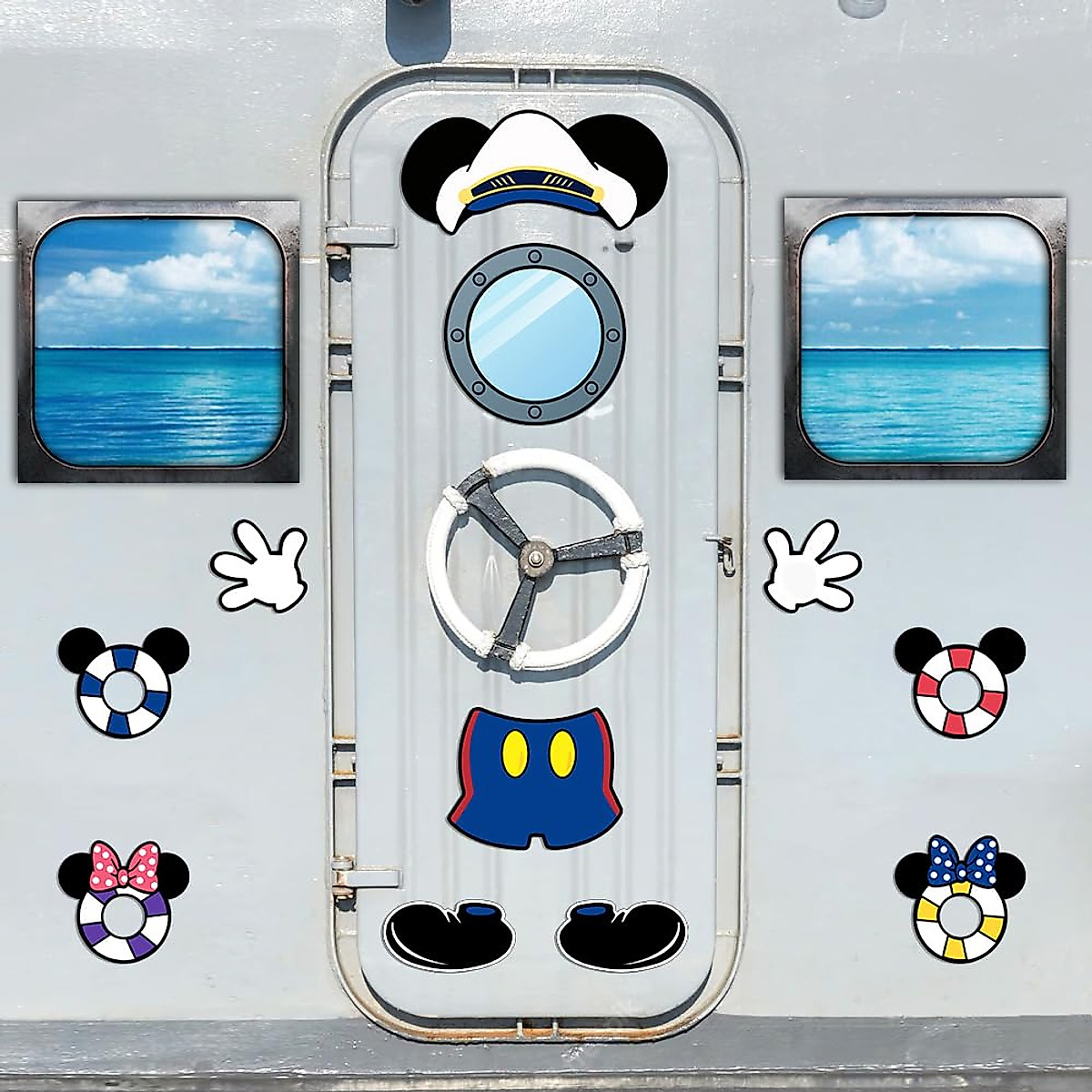 BOpusail 11Pcs Captain Mouse Cruise Magnets Birthday Cruises Door Decorations Summer Life Preserver Ring Refrigerator Magnet Waterproof Magnetic Stickers for Carnival Cabin Holiday Collectibles Decor
