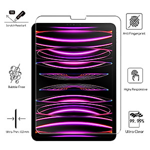 KEANBOLL 2 Pack Designed for iPad Pro 12.9 Inch Tempered Glass Screen Protector, (2022-2018, 6th/5th/4th/3rd Generation) Ultra Clear 9H Hardness and Apple Pencil Compatible