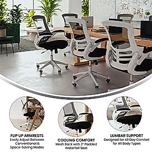 Flash Furniture Kelista Office Chair, Ergonomic, Mid-Back, White Frame, Black Mesh with Swivel