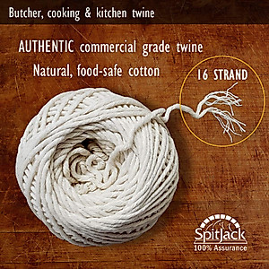 SpitJack Meat Trussing Needle and Butchers Cooking Twine Kit for Sewing Up Whole Hog, Pig, and Roasting Chicken and Turkey. 7 Inch Stainless Steel Needle and 185 Feet of Cotton Kitchen String.