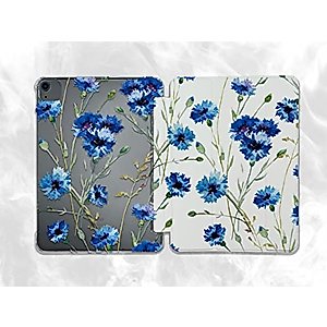 Cute Blue Flowers Cute Art case Compatible with iPad Mini Air Pro 7.9 8.3 9.7 10.2 10.9 11 12.9 inch Pattern Cover New 2022 2021 Trifold Stand 3 4 5 6 7 8 9 Generation 412 (10.2" 7/8/9 gen)