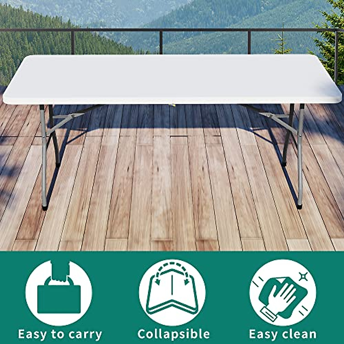 YITAHOME Folding Tables Heavy Duty Folding Table 6ft with Carrying ...