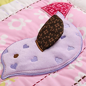 6 PCs Purple Elephant Nursery Crib Bedding Set Violet Embroidery Elephant Theme Baby Cot Bedding Set Quilt , Fitted Sheet , Skirt , Diaper Storage Bag ,Changing Cover, Window Valance,28 x 52''