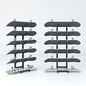 WDJBPSH 5-Tier Skateboard Storage Rack, Black Equipment Organization for Deck/Longboard/Standard Skateboards/Scooters/Yoga Mat, Easy Assemble (Color : Single Side)