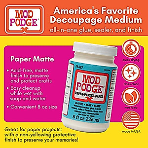 Mod Podge Waterbase Sealer, Glue and Finish for Paper (8-Ounce), CS11236 Matte Finish