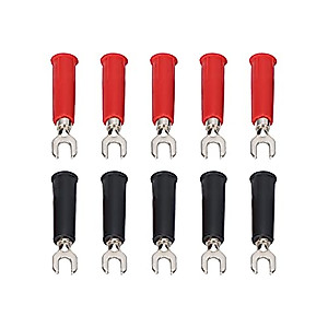 10Pcs 4mm U/Y Type Electrical Crimp Terminals, Banana Plug Adapter Insulated Fork Spade Wire Connector Conversion U Plug Into Banana Jack Adapter Accessories for Banana Plug Multimeter
