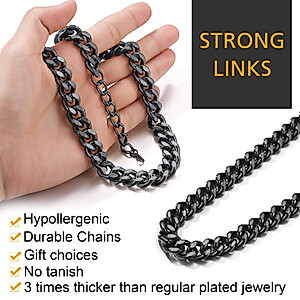 Black Chain 12mm 14inch Choker for Women Black Chain Necklace Large Chain Choker