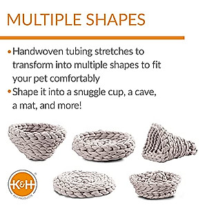 K&H PET PRODUCTS Knitted Cat Bed, Round Flexible Pet Bed Gray 17 X 4 Inches