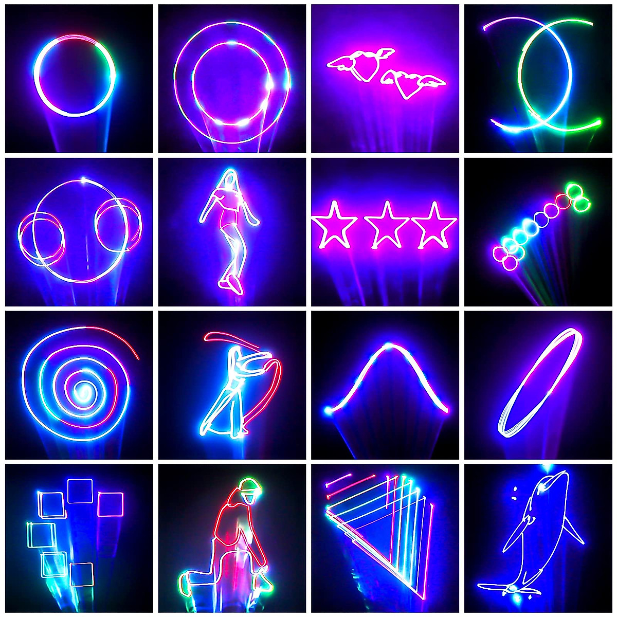 U`King DJ Disco Party Lights RGB Stage Lighting Beam Light Animation 3D Laser Patterns with DMX512 Sound Activated Remote Control for Festival Bar Nightclub Wedding Live Show Church