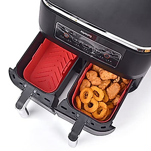 2-Pack Air Fryer Silicone Pot for 8 QT Ninja Foodi Dual DZ201,Reusable Rectangle Silicone Air Fryer Liners,Food Safe Air Fryer Basket Accessories with Heat Proof Gloves & Cleaning Brush