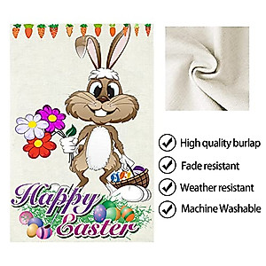 Easter Garden Flag Vertical Double Sided Rabbit Bunny Floral Egg Flag Yard Farmhouse Decoration 12 X 18 Inch