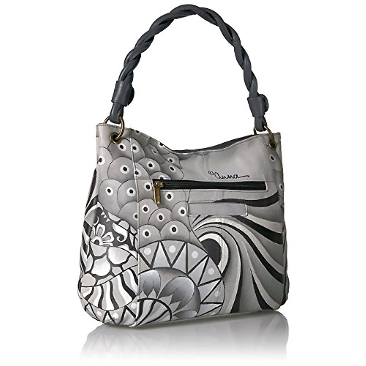Anna by Anuschka womens genuine Top Handle Handbag, Patchwork Pewter, One Size US
