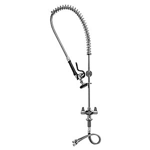 T&S Brass Equip 5PR-2S00-H Single Hole Deck Mount Pre-Rinse Faucet for Commercial Kitchens. Includes Wall Bracket and Sprayer Meets New DOE Requirements with a 1.15 GPM Flow Rate,Silver