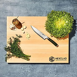 HexClad Chef's Knife, 8-Inch Japanese Damascus Stainless Steel Blade, Pakkawood Handle