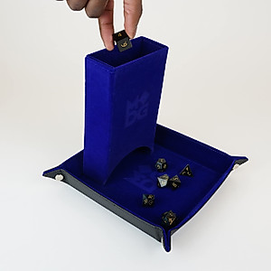 Metallic Dice Games FanRoll Fold Up Dice Tower: Blue, Role Playing Game Dice Accessories for Dungeons and Dragons