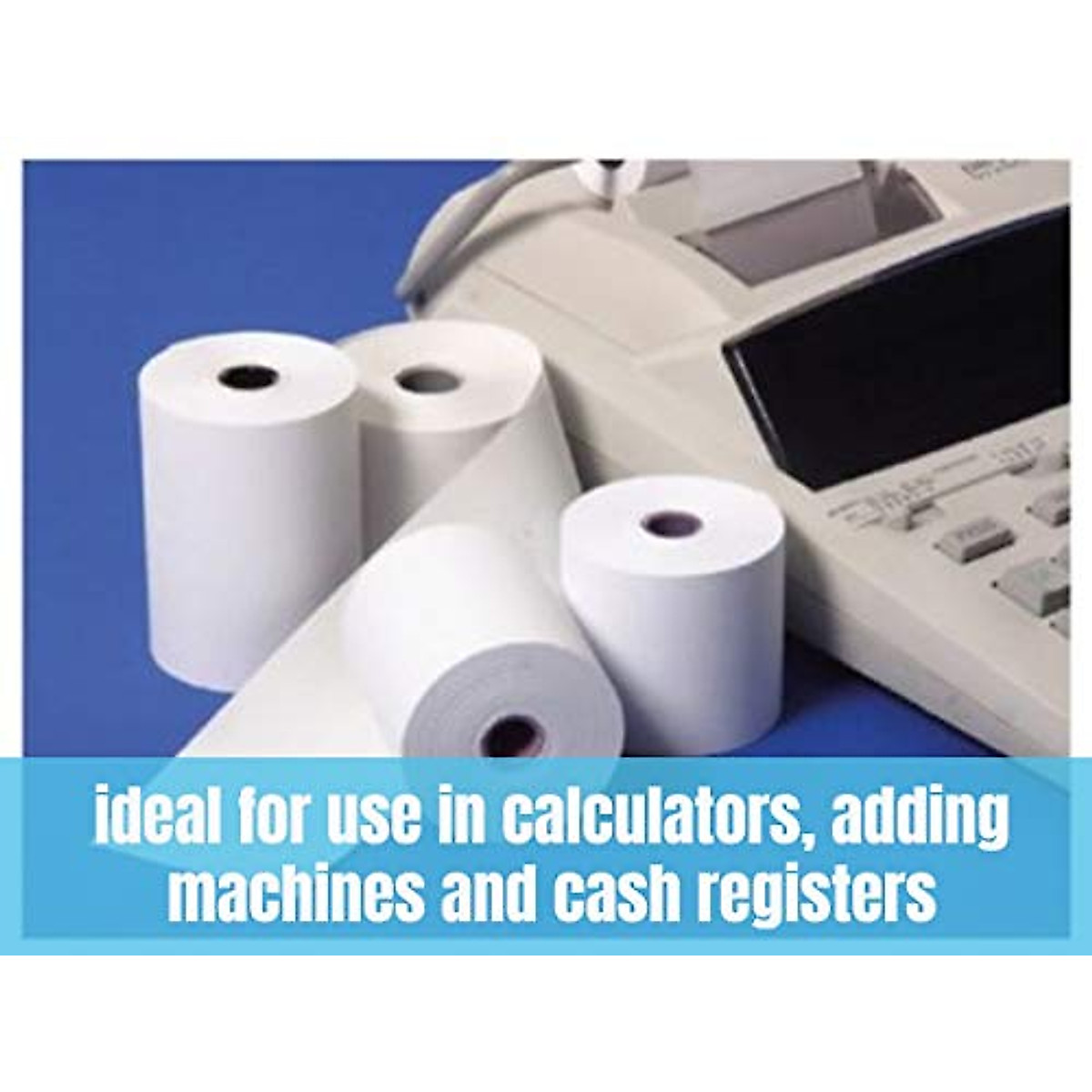 1InTheOffice Adding Machine/Calculator Roll, 16 lb, 1/2" Core, 2-1/4" x 150 ft, White (3)