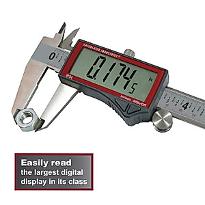 Calculated Industries 7410 AccuMASTER 6-Inch Digital Caliper, Fractional (1/64ths) + Inch + Metric with Largest Display Digits for Woodworkers | Stainless Steel | IP54 Splash/Dust Resistant | Auto-Off