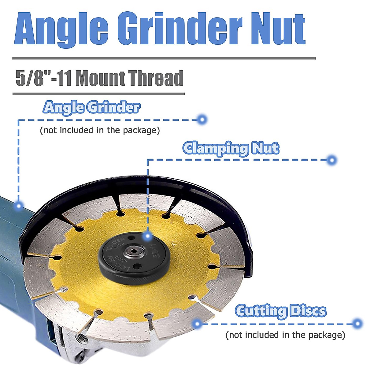 Mesee 5/8-11 Inch Thread Quick Release Angle Grinder Flange Nut Grinder Machine Fast Change Locking Nut Replacement Clamping Parts for Angle Grinder with 5/8"-11 Spindle