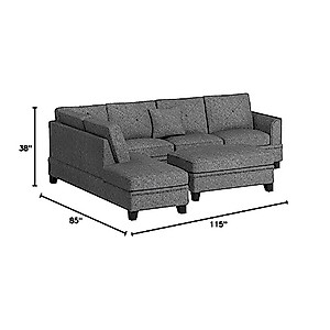 Poundex PDEX-F6511 2-Pcs Sectional Sofa, Grey