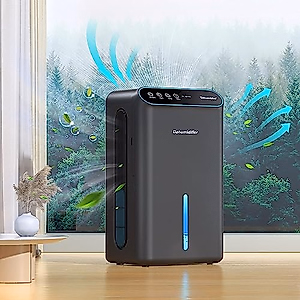 Dehumidifiers for Home, Up to 800 Sq.ft, 86oz Water Tank, Dehumidifiers for Bedroom with Essential Oil Diffuser, 7 Color LED Light, 24H Timer, Auto Shut-off, Ideal for Bathroom Basement Closet RV