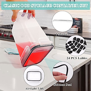 Jeffbaubl 7 PCS Airtight Food Storage Containers,Kitchen Storage Containers with Lids,Plastic Dry Food Canisters with Marker & 24 Labels For Pantry Organization Storage,BPA Free