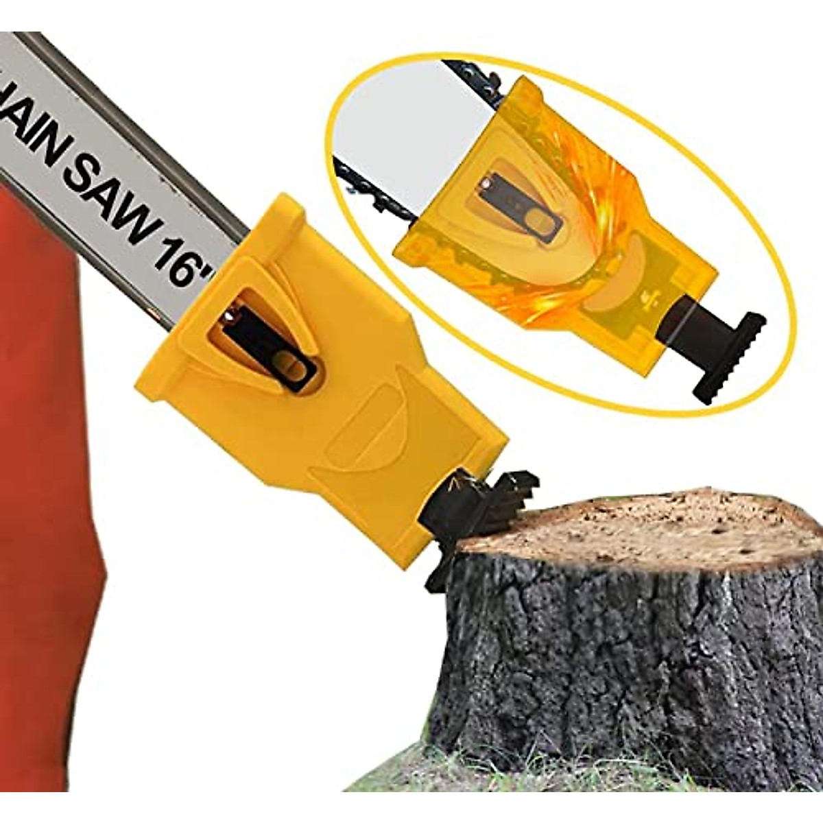 Nziqaz Chainsaw Sharpening Jig Kit, Portable Hand Crank Chainsaw Sharpeners Contains 3pcs Grinding Rod for All Kinds Of Chain Saws Blade and Electric Saw, for DIY Lumberjack, Garden Worker, Yellow
