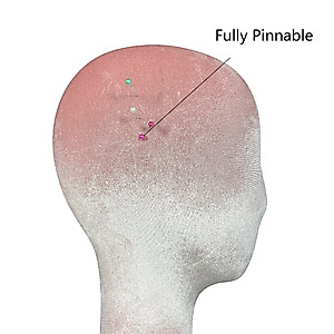 DE-LIANG Female Velvet Head Mannequin Dress Form Silk Fully Pinnable for Hat Wig Jewelry Earring Scarves Display, Clothing Fabric Head Model for Sale, Light Pink 40cm