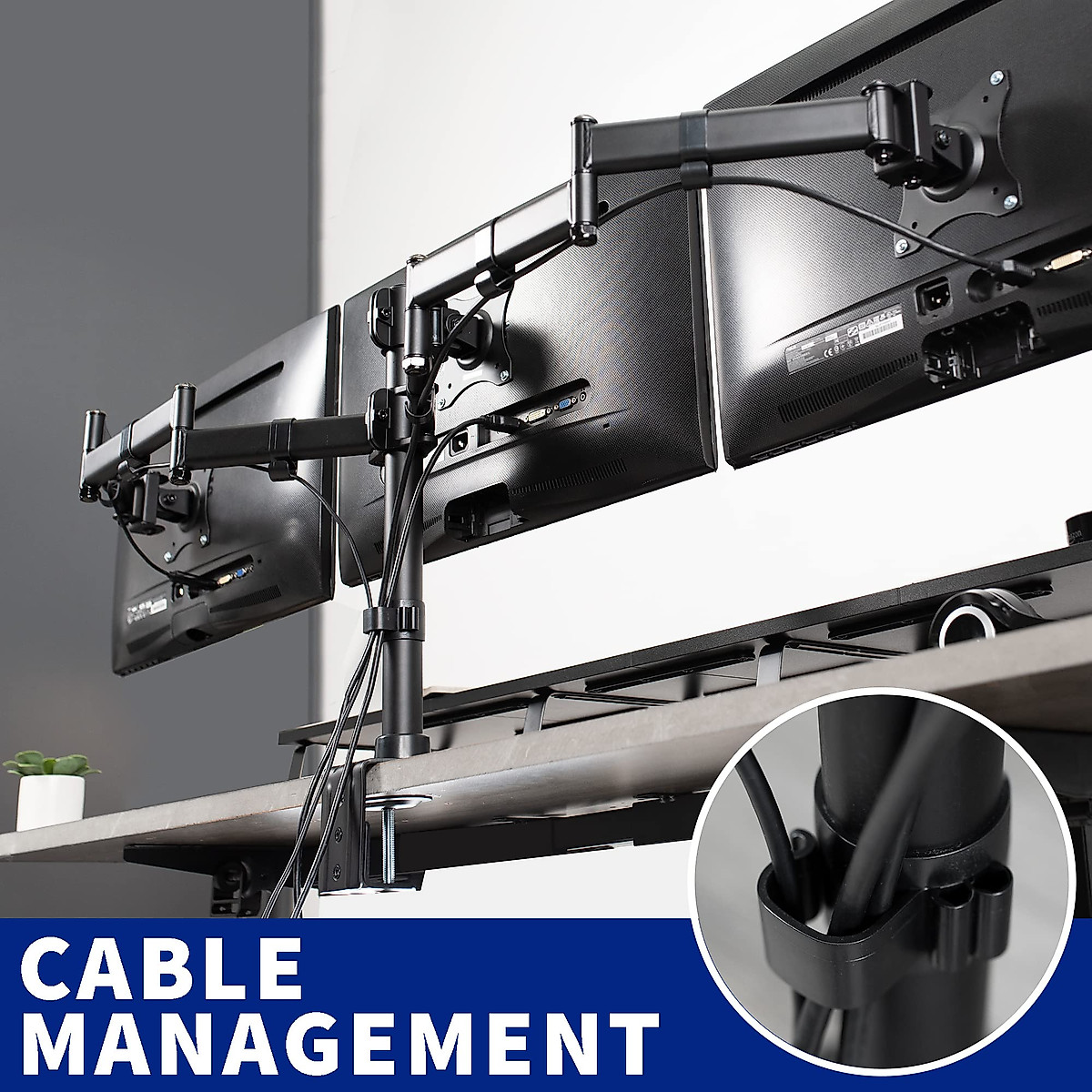 VIVO Triple Monitor Adjustable Heavy Duty Mount, Articulating Stand for 3 LCD Screens up to 24 inches STAND-V003M