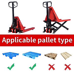 Manual Scissor Pallet Jack Truck 31.5" High Lift Hand Truck 45" Lx27 W Forks 3300lbs Capacity Pallet Lift Suitable for EU Pallet