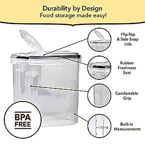 Simply Gourmet Cereal Containers Storage Set - 3 Airtight Dry Food Bins with Lids for Kitchen Pantry