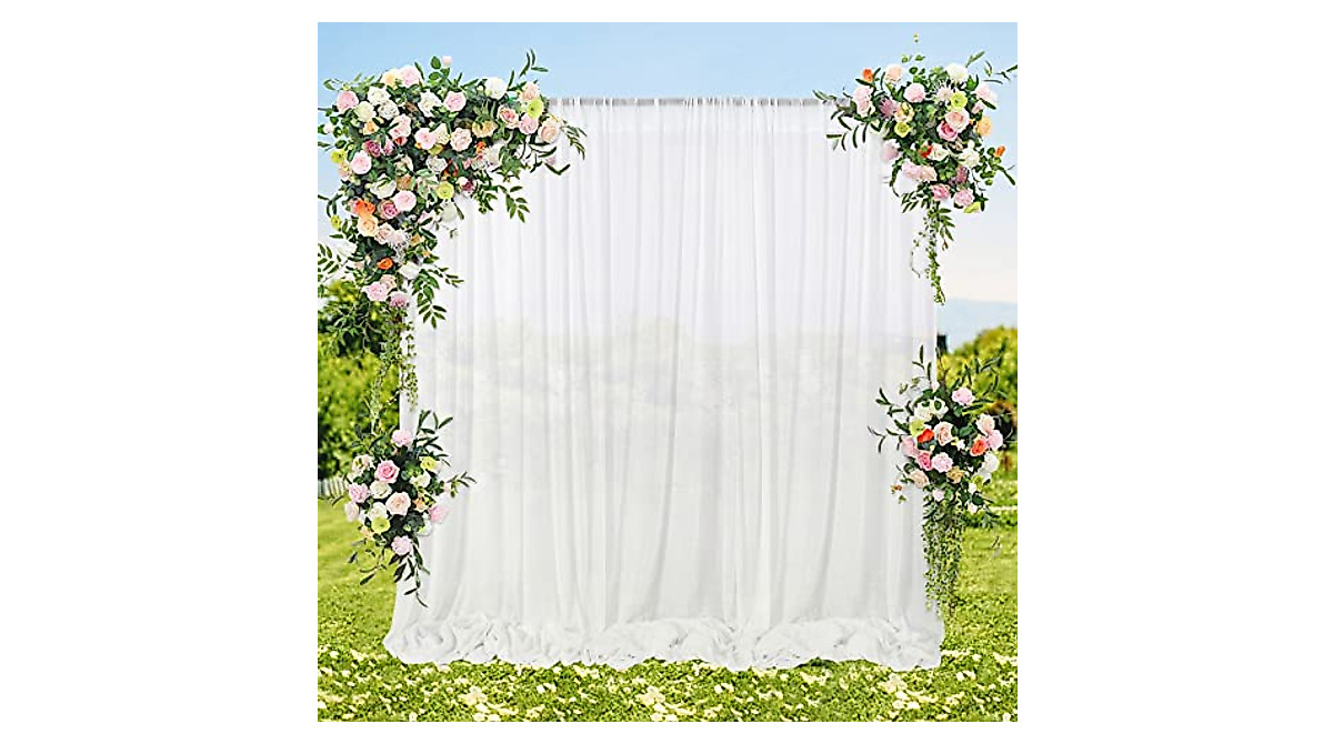 Elegant White Chiffon Wedding Backdrop - 10ft x 10ft