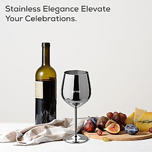 jarvox Stainless Steel Wine Glass - Set of 1 - Sliver, Gold, Rose Gold, Black - 500ml (Black)