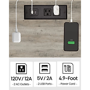 TUTOTAK Set of 2 End Table with Charging Station, Side Table with USB Ports and Outlets, Nightstand, 3-Tier Storage Shelf, Sofa Table for Small Space TB01BG0422