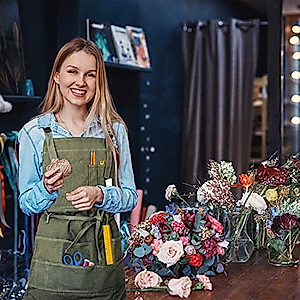 VONLUXE Artist Canvas Apron with Pockets Painting Apron Adjustable Shoulder Strap/Waist Ties Painter Aprons Mothers Day Gift for Women Mom Art Gardening Apron Adjustable