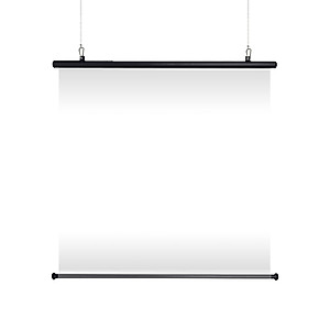 BANNER BUZZ MAKE IT VISIBLE BannerBuzz Hanging Clamp Bar Sneeze Guard with Clear Tarp Film Protective Shield for Office, Cafes, Retail Stores, Cashier, Receptionist (3' x 2')