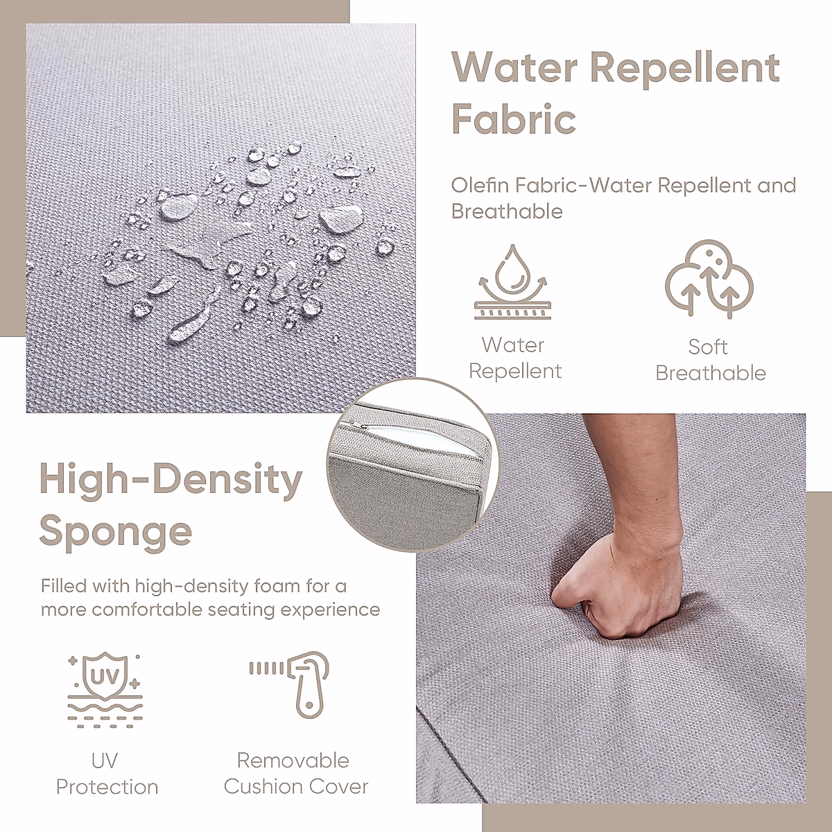 HUMMUH Outdoor Swivel Chairs Set of 2 - Swivel Patio Chairs with 4" Wide Armrest Patio Chairs for Deck Porch Balcony Garden-Brown/Beige