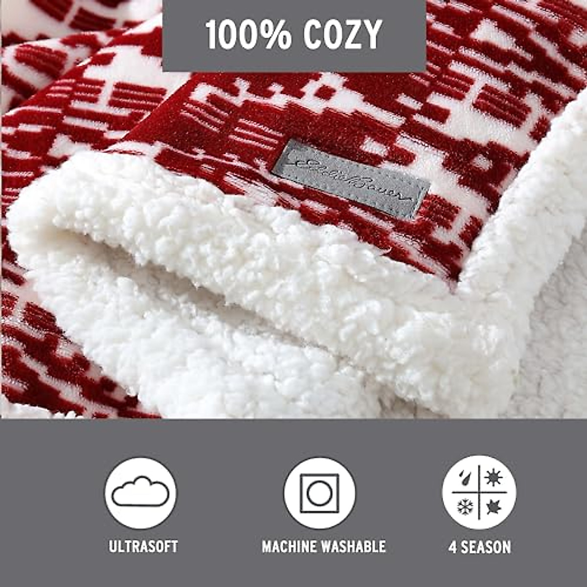 Eddie Bauer Ultra-Plush Collection Throw Blanket-Reversible Sherpa Fleece Cover, Soft & Cozy, Perfect for Bed or Couch, San Juan Red Clay