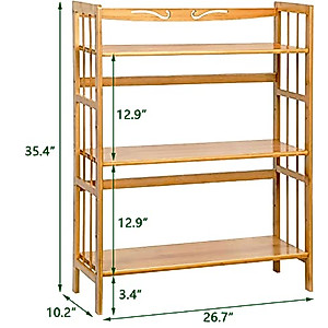 C&AHOME Bamboo Shelf, 3-Tier Bookshelf Bookcase, Free-Standing Storage Shelf, Plant Flower Stand, Max Load 35LBS Per Shelf, Utility Shelf Rack for Living Room Bathroom Kitchen Home Natural