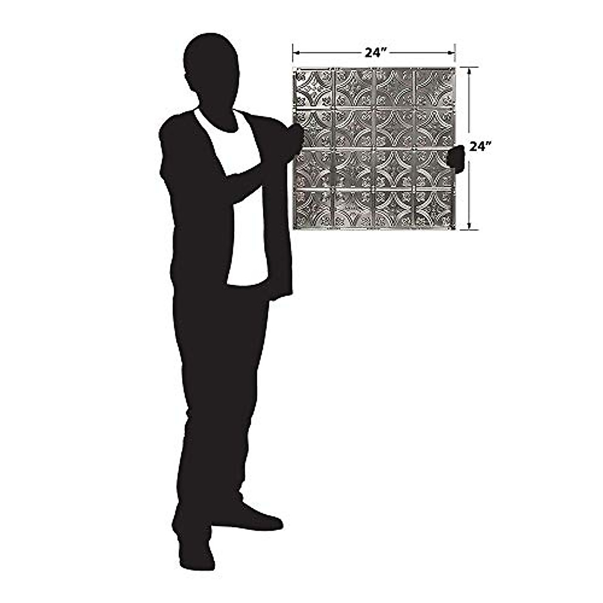 American Tin Ceilings [5 Pack Kit] 24" x 24" 100% Tin Nail-Up Ceiling Tiles | Pattern #3 Raw Unfinished Small Victorian Design with Floral Arching Diamonds for Ceilings & Kitchens | Kit-n-p03-raw