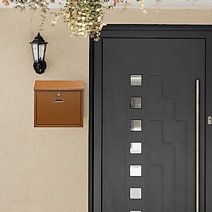 Yoocabinet Mailbox Wall Mount,Large Capacity Locking Mailbox for Outside,Galvanized Steel Cover and Rust-Proof Metal Post Box L Brown
