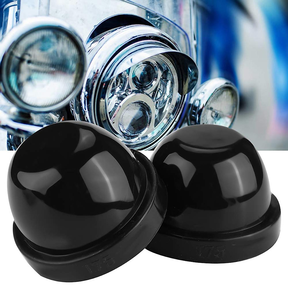 Headlight Dust Cap, 2Pcs 75mm LED Headlight Dust Proof Waterproof Rubber Housing Seal Cover Cap